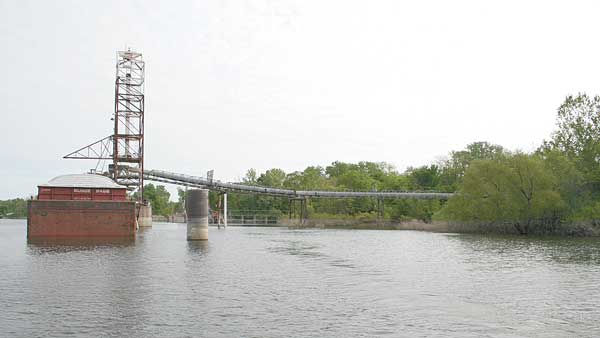 This grain elevator serves as a great fishing spot. Fish congregate ...