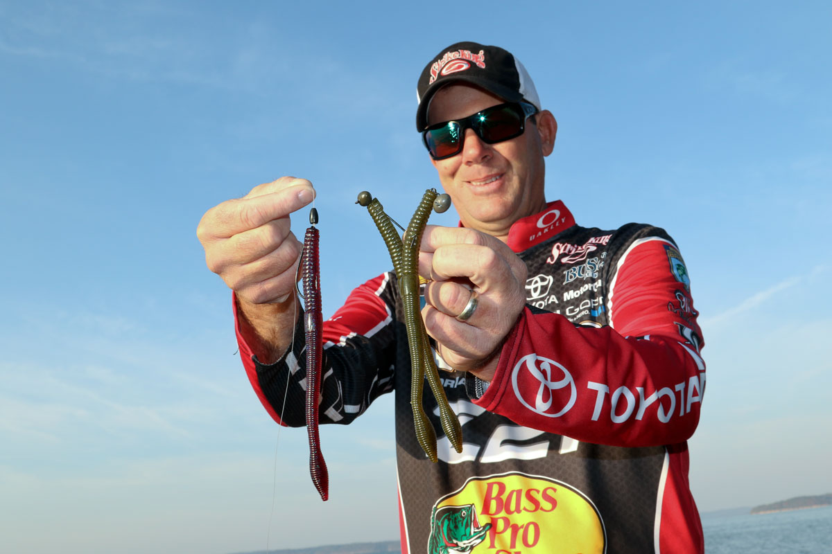 Kevin VanDam is fond of Texas rigging a big worm for summer use, but he ...